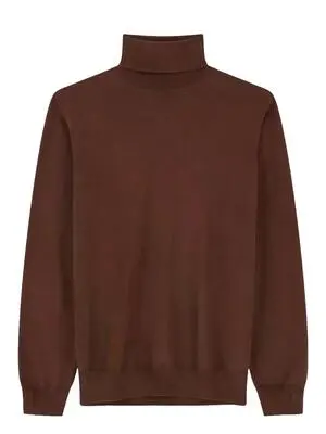 Boggi Milano Turtleneck Jumper In Extrafine Merino Wool - Brown