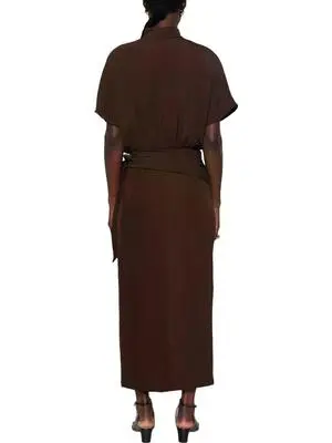 RAME Draped Mock-neck Midi Dress - Brown