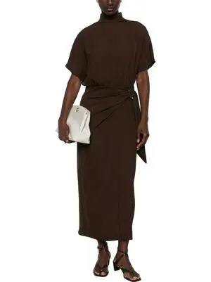 RAME Draped Mock-neck Midi Dress - Brown