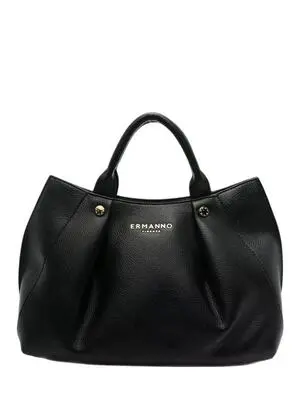 ERMANNO FIRENZE Logo-plaque Grained-leather Tote Bag - Black