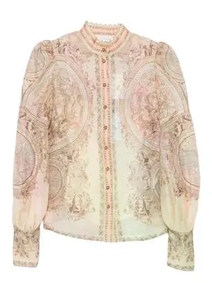 Zimmermann Ascent Printed Puff-sleeve Blouse - Neutrals