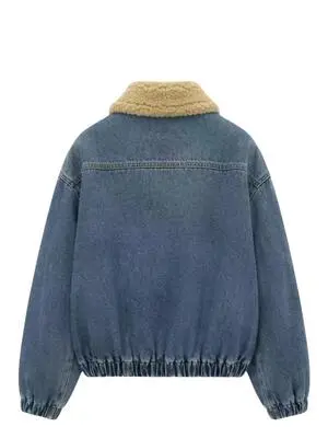 Miu Miu Shearling-collar Denim Jacket - Blue