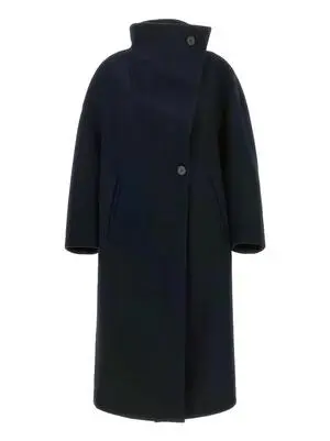 TELA Scott Asymmetrical High-neck Coat - Blue