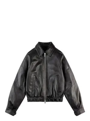 Hogan Bomber Jacket In Nappa Leather - Black