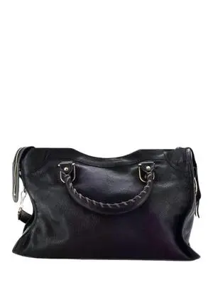 BALENCIAGA City Classic Metallic Edge Bag Leather Medium Satchel