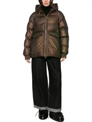 Rains Alta Hooded Quilted Jacket - Brown