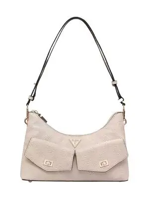 Guess Logo-embossed Flap-pockets Shoulder Bag - White