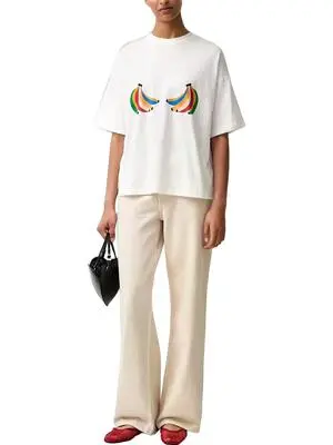 NEVER FULLY DRESSED Banana-print T-shirt - White
