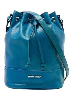 Miu Miu 2010-2026 Leather Bucket Bag - Blue