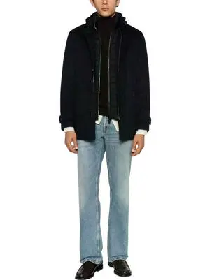 MOORER Button-up High-neck Jacket - Blue