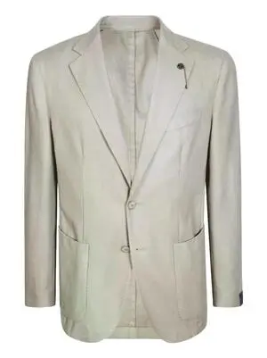 SANTANIELLO Logo-plaque Single-breasted Blazer - Neutrals