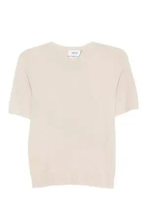 VELA SHOP Short-sleeve Ribbed-trim Sweater - Neutrals