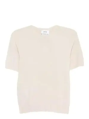 VELA SHOP Short-sleeve Ribbed-trim Sweater - Neutrals