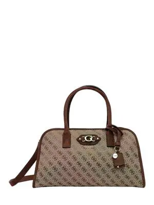 Guess Samantha Monogram-print Logo-plaque Tote Bag - Neutrals