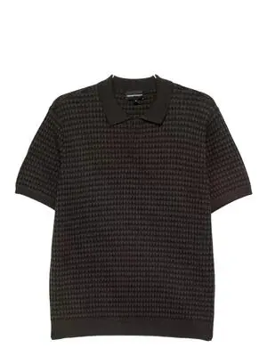 Emporio Armani Waffle-knit Short-sleeve Polo Shirt - Grey