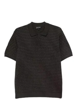 Emporio Armani Waffle-knit Short-sleeve Polo Shirt - Grey