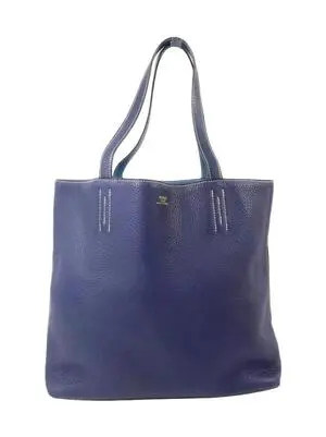 Hermès 36 Double Sens Leather Tote Bag Blue