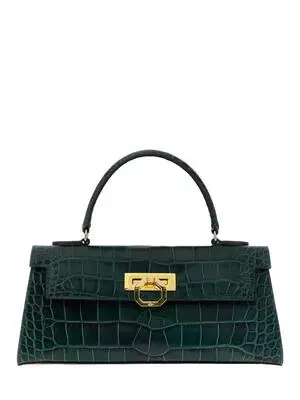 CARBOTTI Masami Croc-effect Leather Tote Bag - Green