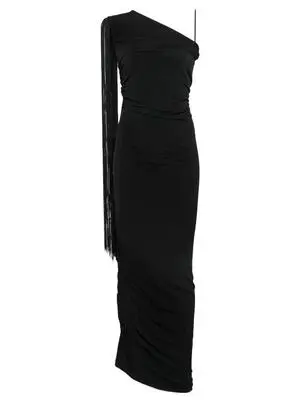 RAME Fringed One-shoulder Maxi Dress - Black