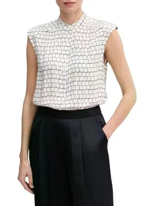 MARC AUREL Geometric-print Sleeveless Shirt - White