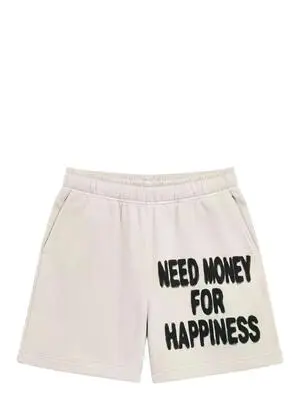 MELT Slogan-print Cotton Shorts - Neutrals