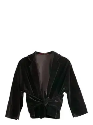 DANIELA GREGIS Tie-fastening Velvet Jacket - Brown