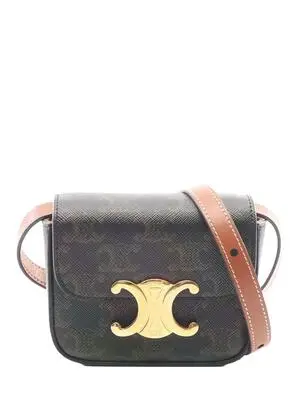 Celine 2000-2026 Mini Triomphe Coated Canvas Claude Crossbody Bag - Brown