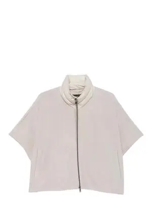 LUISA CERANO Padded-collar Zip-up Jacket - Neutrals