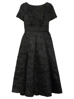 Elie Saab Floral-jacquard Pleated Midi Dress - Black