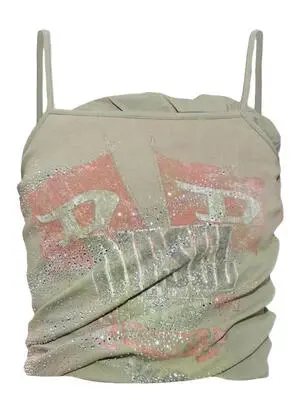 DIESEL® Rhinestone-embellished Graphic-print Top Grey