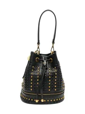 LA CARRIE Stud-embellished Leather Bucket Bag