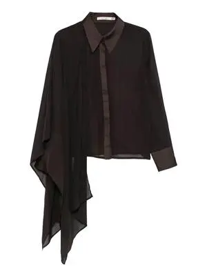 GESTUZ Gzlynne Asymmetric Draped Blouse - Brown