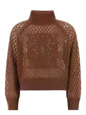 Max Mara Faglia Crochet-knit Sweater Brown