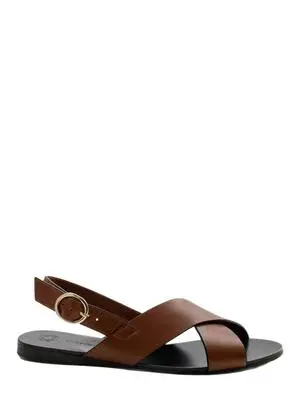 LA PORTEGNA Emilia Crossover-strap Sandals - Brown