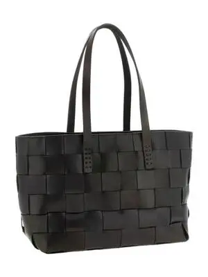 Dragon Diffusion Japan Checkerboard-weave Leather Tote Bag Black