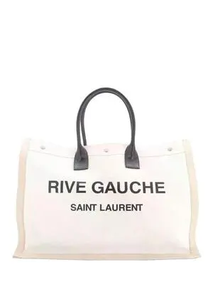 Saint Laurent Rive Gauche Shopper Canvas Large Tote Bag - Neutrals