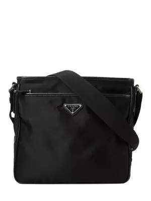 Prada Logo-plaque Shoulder Bag - Black