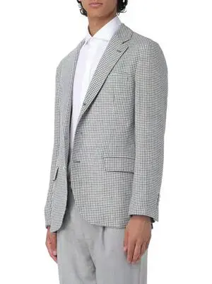Brunello Cucinelli Houndstooth-pattern Tailored-fit Blazer - Grey