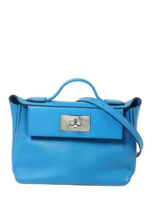 Hermès 2021 Mini 24/24 Leather Tote Bag - Blue