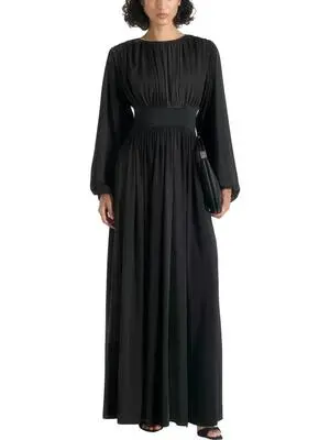 Manière De Voir Ivana - Cinched Waist Maxi Dress With Detachable Sleeves – Black Black