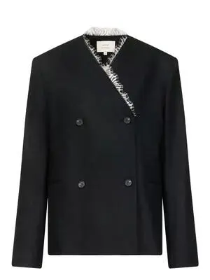 Loulou De Saison Leandra Lace-trim Double-breasted Blazer - Black
