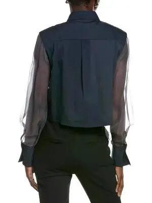 BRUNELLO CUCINELLI Sheer-sleeve Cropped Shirt