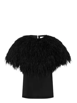 Loulou De Saison Iona Feather-trim Blouse - Black