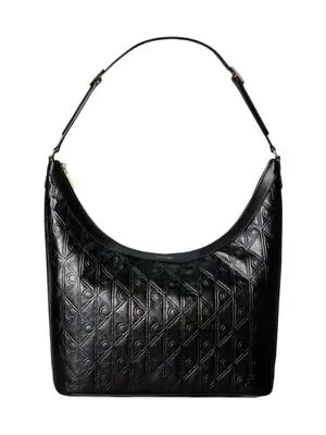 Calvin Klein Monogram-embossed Hobo Shoulder Bag - Black