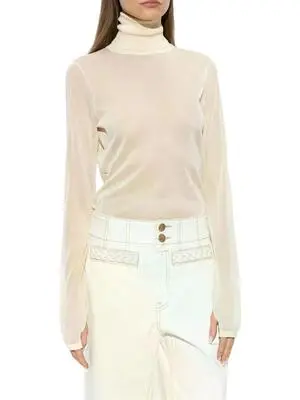 Zimmermann Sheer Roll-neck Top Neutrals