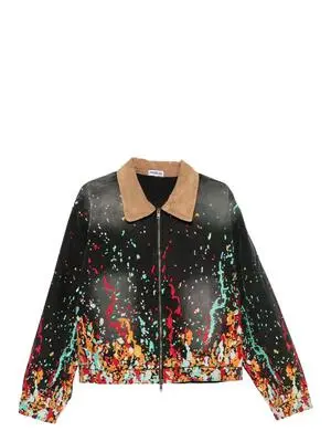 HOUSE OF ERRORS Paint-splatter Corduroy-collar Jacket - Black