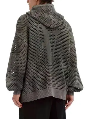 FIVE CM Mesh-knit Zip-up Hoodie - Grey