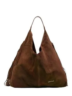 MARC ELLIS Altea Suede Logo-patch Shoulder Bag - Brown