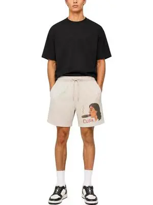 MELT Graphic-print Drawstring Shorts - Neutrals