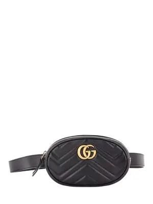 Gucci Gg Marmont Matelasse Leather Belt Bag - Black